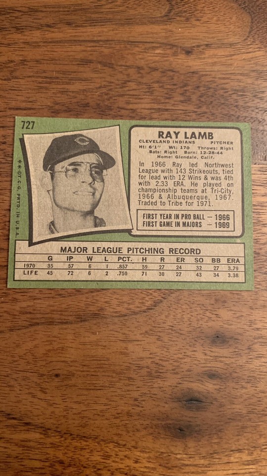 1971 TOPPS #727 RAY LAMB INDIANS SP High Number Hi # EX | eBay