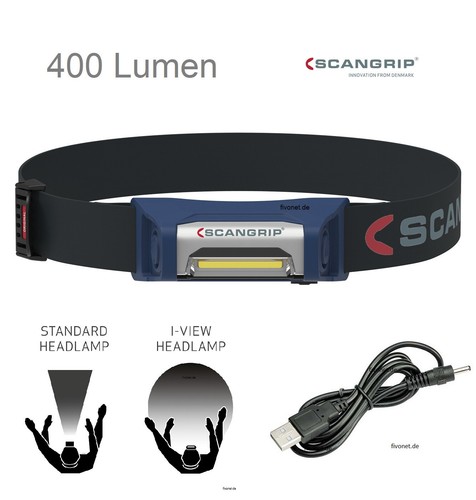Scangrip I-VIEW 400 Lumen LED Stirnlampe Kopflampe Arbeitsleuchte ...