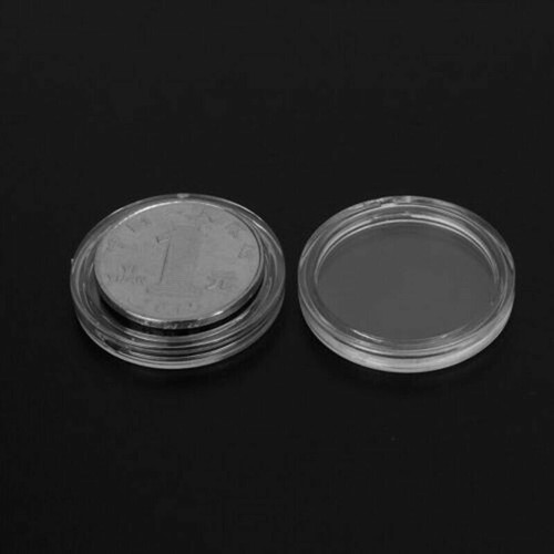 100Pcs 38mm Clear Coin Capsule Round Container Plastic Holder Storage ...
