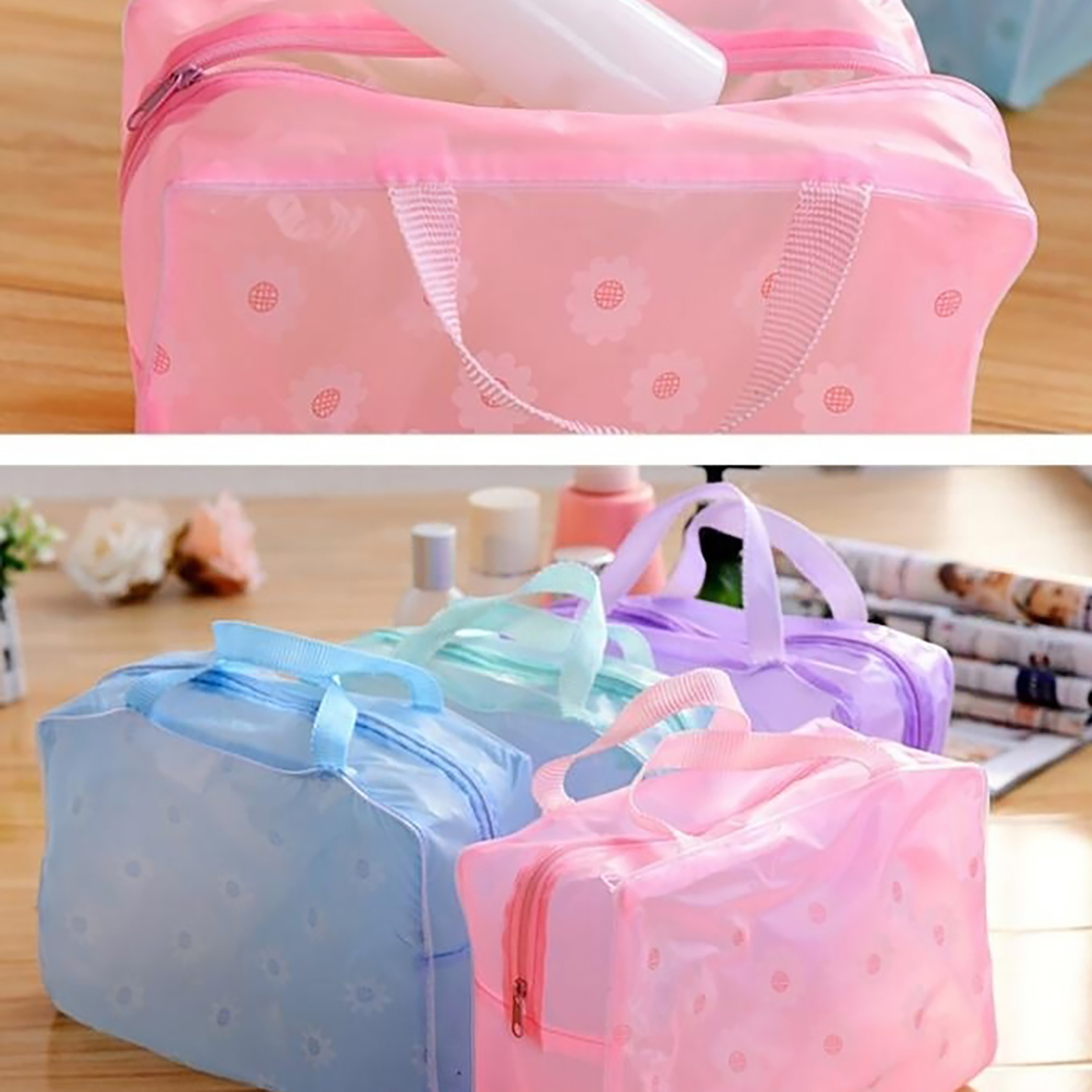 Toiletries Bag Perspective Reusable Multi-functional Makeup Toiletry Beach Tote | eBay
