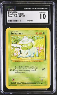 CGC 10 GEM MINT Bulbasaur 1999 Base Set 44/102 Pokemon Card psa | eBay