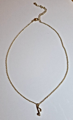 Gold Toned Chain Necklace 17" w/ Musical Note Pendant | eBay