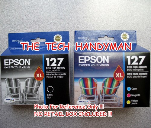 4-PACK EPSON GENUINE 127 BLACK & COLOR INK (NO RETAIL BOX) WORKFORCE ...
