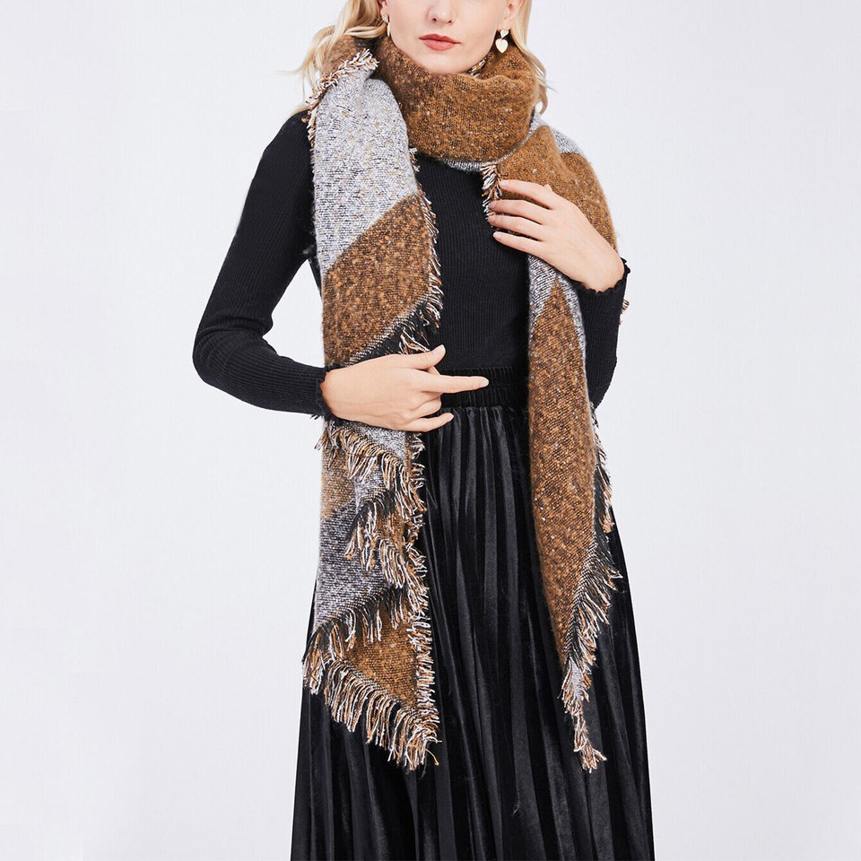 Women Winter Scarfs Cold Weather Soft Knit Shawl Thick Long Oversized ...