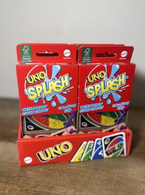 Uno Splash Card Game With Water-Resistant Plastic Cards & Clip Pool ...