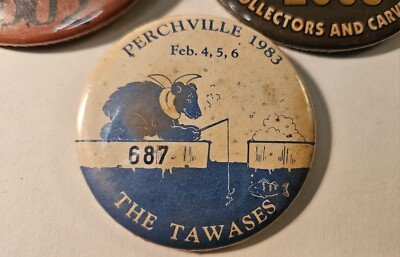 Tawas Bay Michigan Perchville 1983 Button Pin Pins Pinback 3pcs | eBay