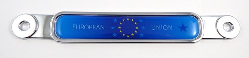 European Union Europe Flag Chrome Emblem Screw On Car License plate ...