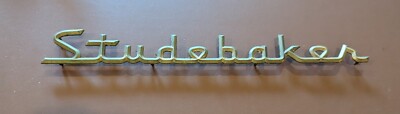 1960 Studebaker Metal Gold Script Emblem badge nameplate | eBay