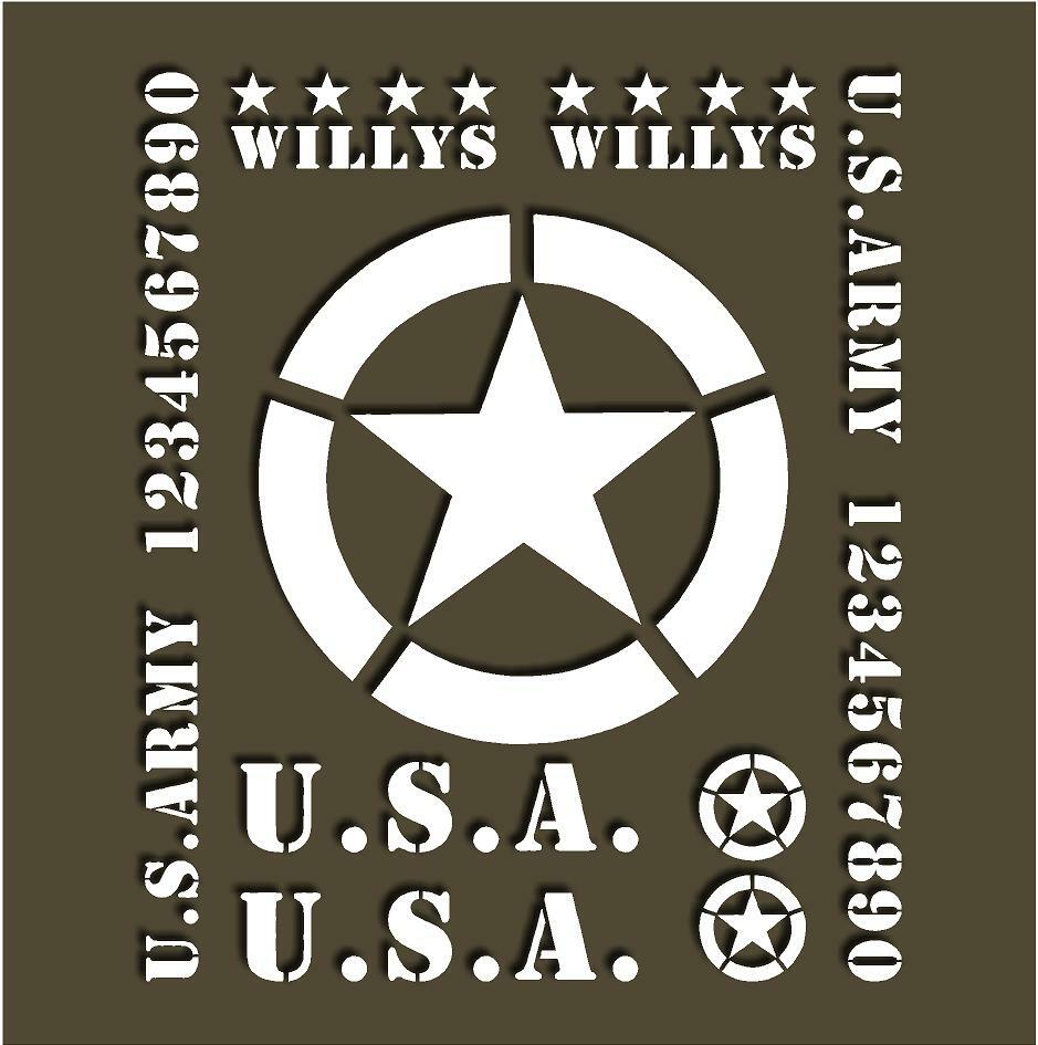 Willy WW2 Decal Car Kit Military Restoration USA ARMY Star JK Stickers ...
