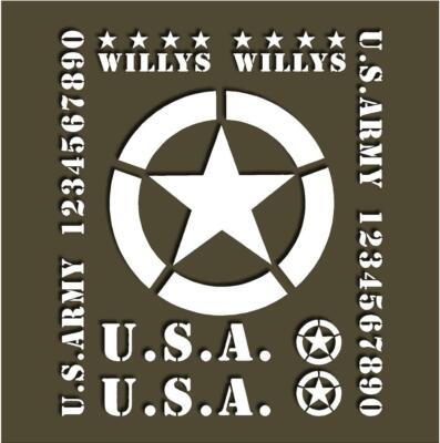 Willy WW2 Decal Car Kit Military Restoration USA ARMY Star JK Stickers ...