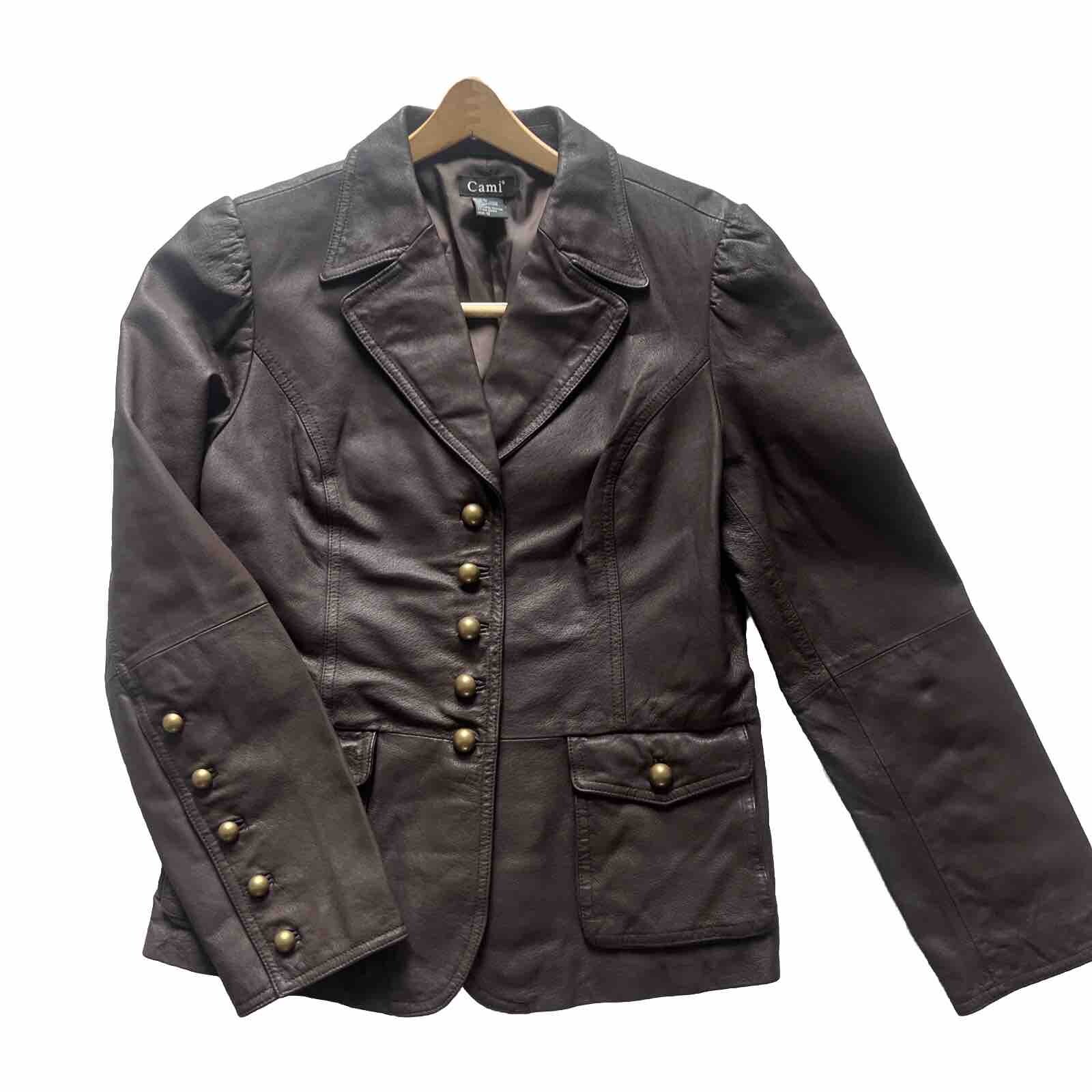 Vintage Womens CAMI Leather Jacket 90s Retro Brown Bu… - Gem