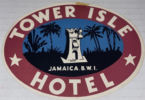 Vintage Tower Isle Hotel Water Decal Jamaica BWI Travel Luggage Sticker ...