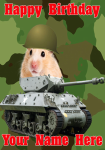 Hamster j50 Military Army Tank Fun Cute A5 Personalised Birthday card ...