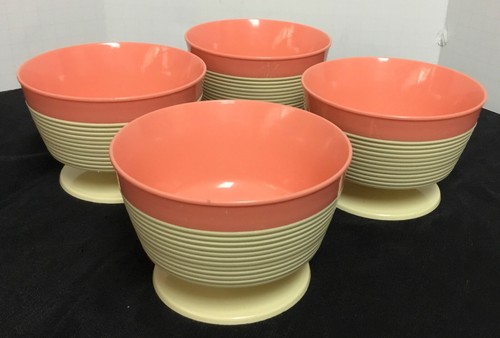 Raffiaware by Thermo-Temp dessert bowls cups (4) pink Retro vintage | eBay