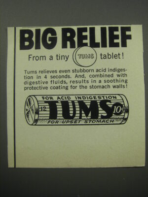 1957 Tums Medicine Ad - Big relief from a tiny tums tablet | eBay