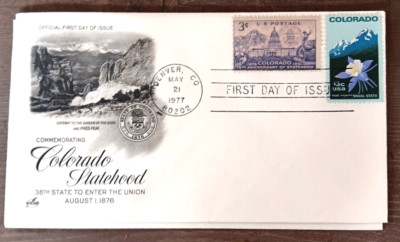 COLORADO STATEHOOD FLAG & FLOWER 1977 ARTCRAFT CACHET FDC 1951 STAMP ...