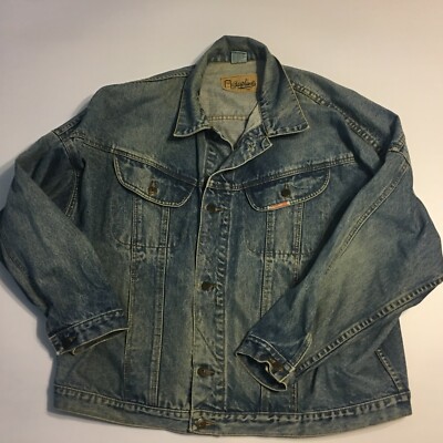 Gasoline Mens VTG 90s Blue Denim Jacket Coat Cotton Jacket Trucker Sz M ...