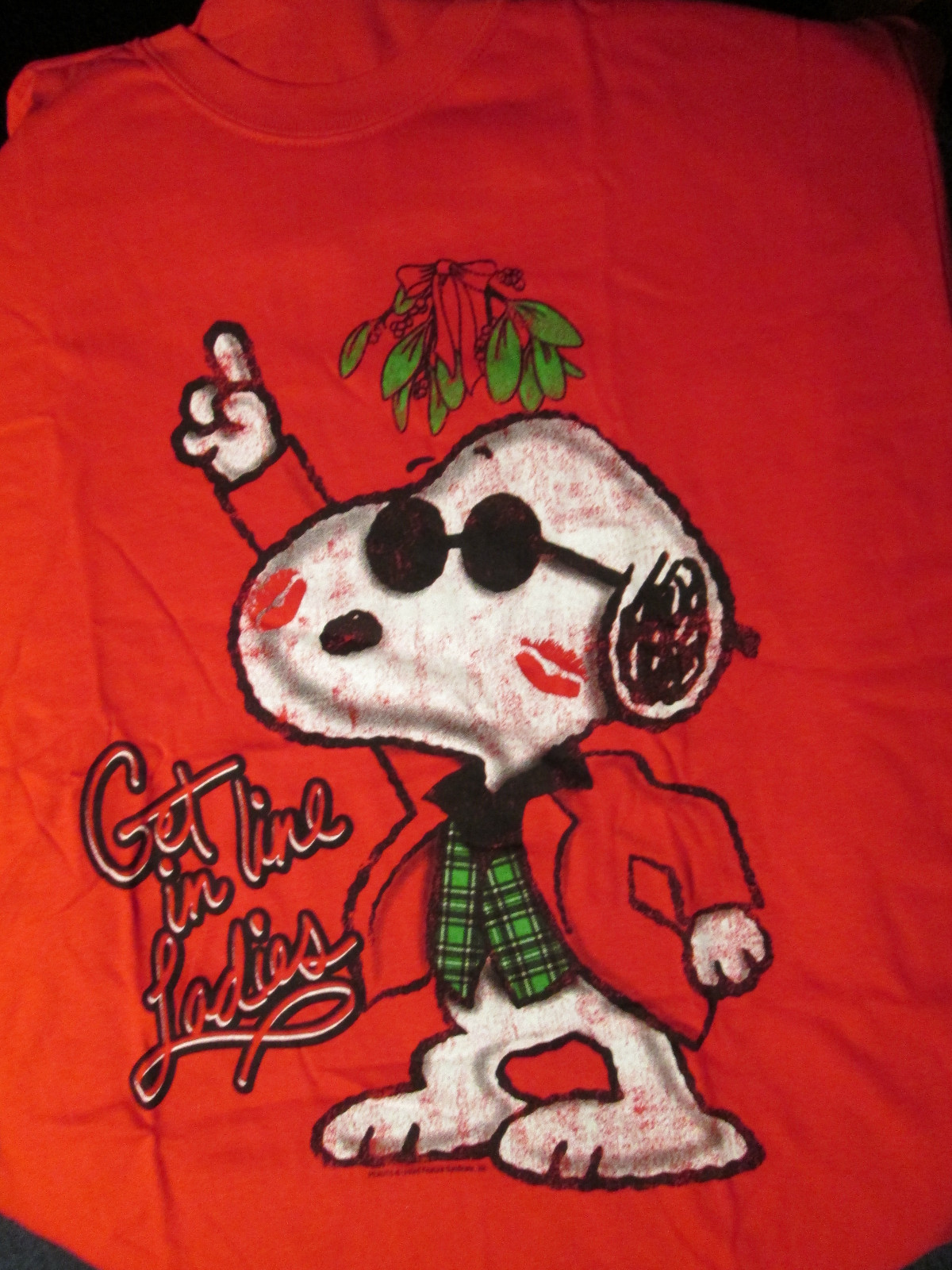 Snoopy Joe Cool Red Holiday Tshirt With Mistletoe--'"Get In Line Ladies ...