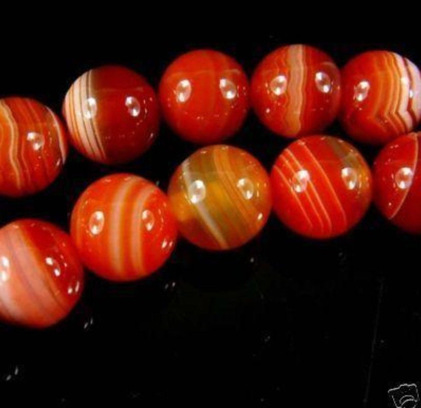 Fashion 10mm Natural Red Stripe Agate Onyx Gems Round Loose Beads 15 ...