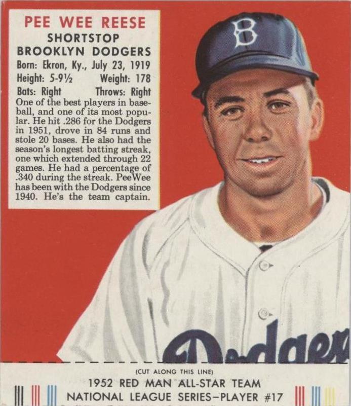 1952 Red Man Tobacco All-Star Team - National League Series Pee Wee ...