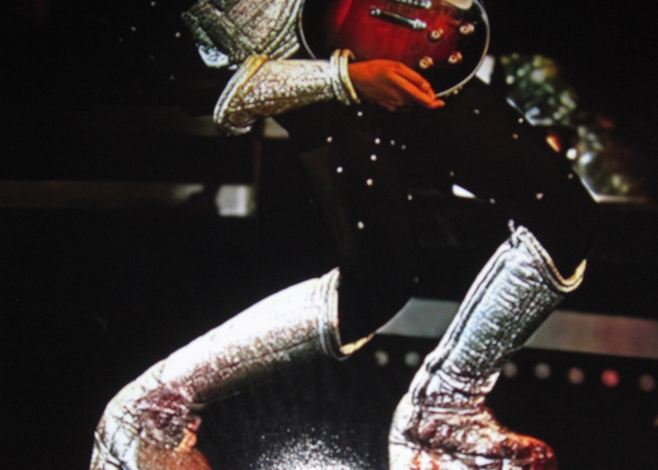 Kiss Legend Ace Frehley in 1977 Guitar on Fire / Smoking on Stage 19" x ...