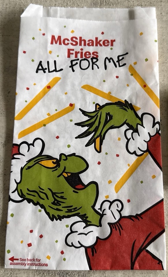 McDonald’s The Grinch Pickle Fry Salt Shaker Bag Popcorn Snack NeW WoW ...