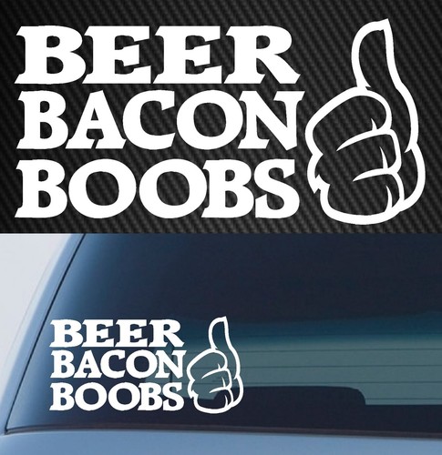 BEER BACON BOOBS Car Ute 4wd 4x4 AUSSIE bogan bloke mancave Decal 200mm ...