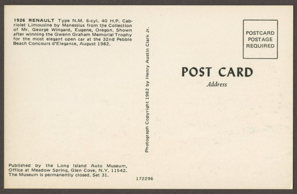 1926 Renault Type N.M. Cabriolet Limousine Automobile Classic Car ...