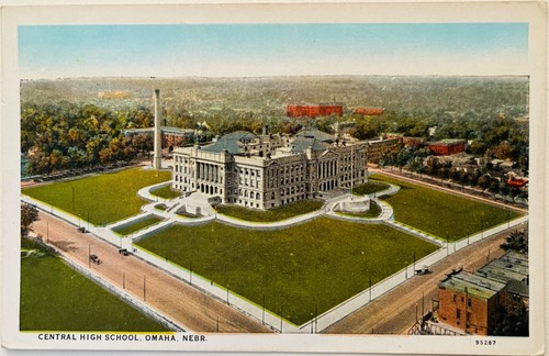 Omaha Nebraska Central High School Birds Eye View Vintage Postcard ...
