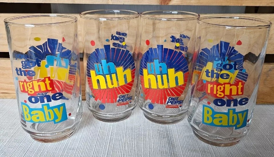 Vtg 1990s Diet Pepsi Drinking Glass Lot You Got The Right One Baby Uh ...