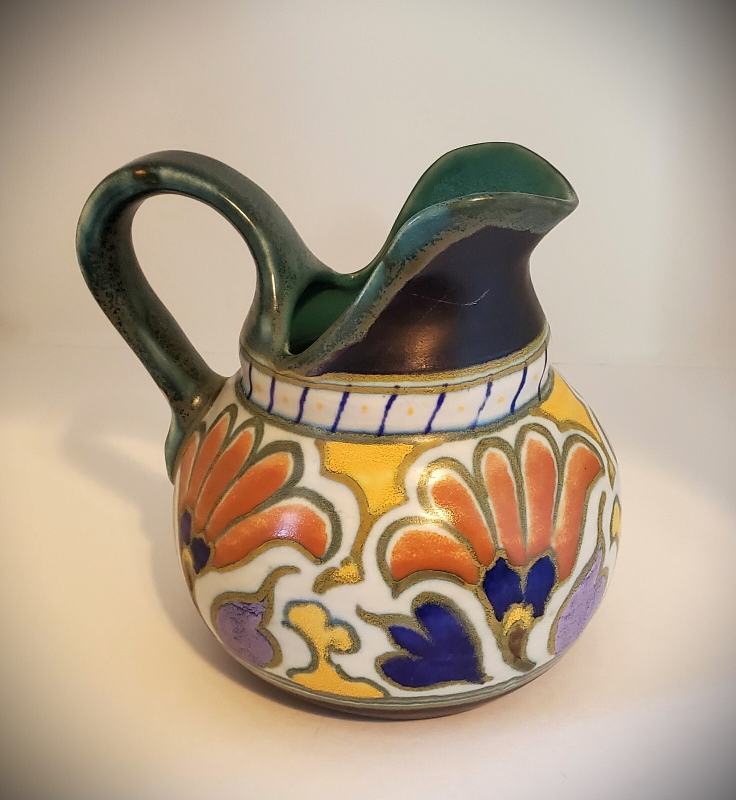 Vintage Gouda Zuid Metz Royal Holland Art Pottery Pitcher 1950s Folk ...