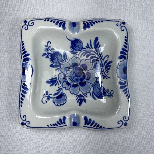Vintage Delft Blue Square Ash Tray Trinket Dish Holland 5508 Hand ...