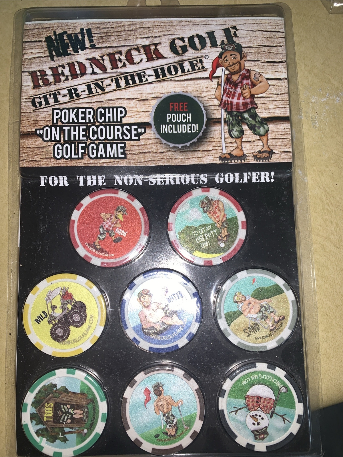 Git-R-In-The-Hole Redneck Golf Game 8 Poker Chips w/Pouch On Course ...