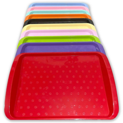 NEW Rectangle Plastic Serving Tray Durable Non-Slip Buffet Food Tea ...
