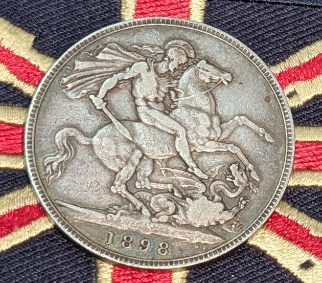 1898 CROWN Solid Silver Antique Coin Old London Victorian Vintage ...