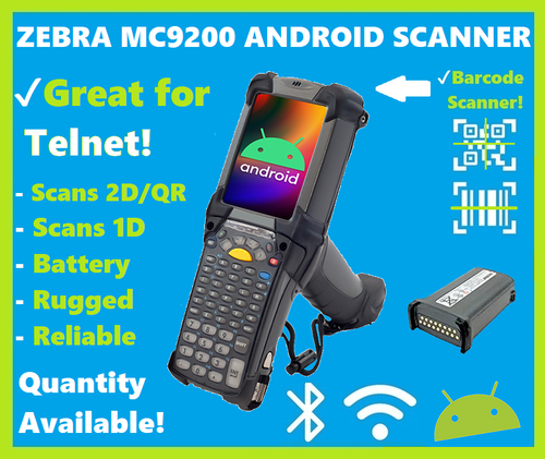 Zebra MC92N0-GL0SYEAA6WR Wireless Android Barcode Scanner 1D/2D/QR ...