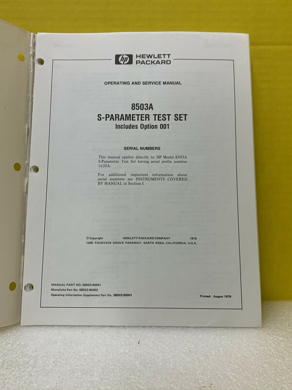 HP 08503-90001 8503A S-Parameter Test Set Operating and Service Manual ...