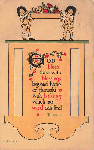 GOD BLESS THEE WITH BLESSINGS POSTCARD ALFRED TENNYSON RELIGOUS POEM ...