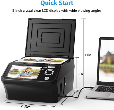 Film Scanner，Converts 135/110 Film Negatives to 22MP Digital Photos 8GB ...