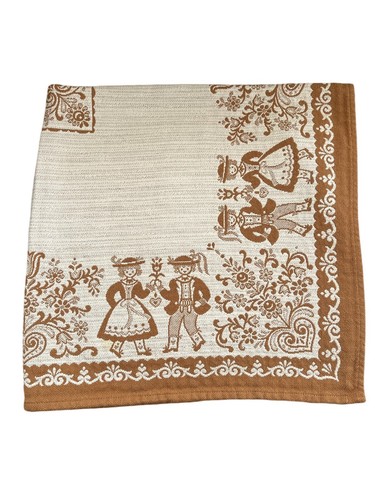 Vintage Austrian Folk Art Table Linen Woven Tablecloth Small 38” Square ...