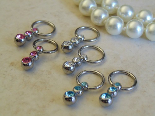 Captive Bead Ring with Gemmed Cascading Triple Ball Nipple Ring. | eBay