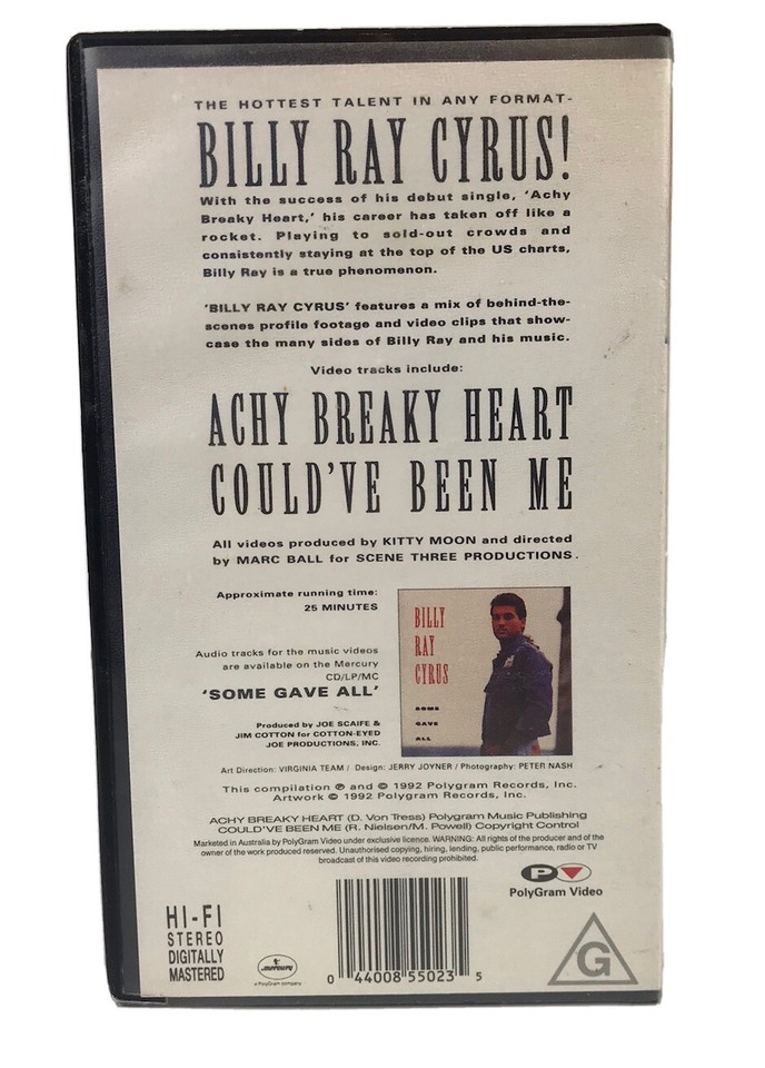 Billy Ray Cyrus VHS Video Tape 1992 | eBay UK
