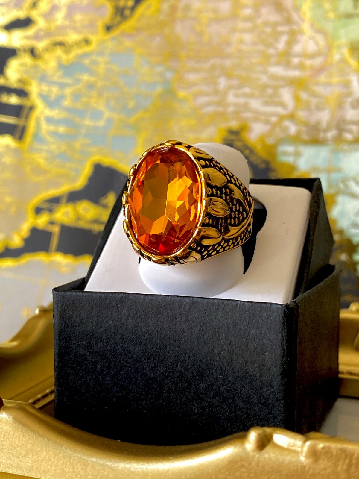 SOLID 14K GOLD FINISH Dragon Red Stone Ring Size 6-13 New Drop Mens ...