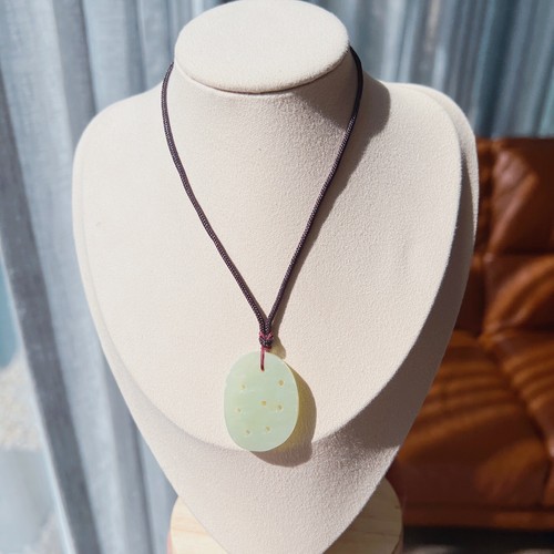 Sale! Unique Natural Real Hetian Jade Lotus root slice Pendant Necklace ...