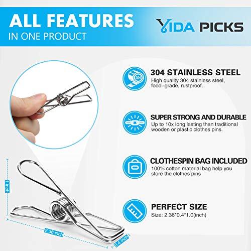 40 Pack Wire Clothes Pins Heavy Duty Outdoor Stainless Steel ...