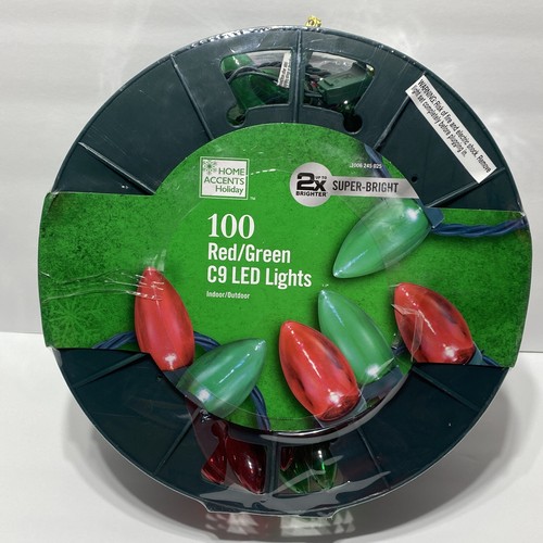 NEW 100-Light Smooth LED C9 Super Bright Red and Green Christmas Lights ...