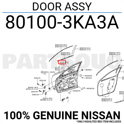 801003KA3A Genuine Nissan DOOR ASSY 80100-3KA3A | eBay