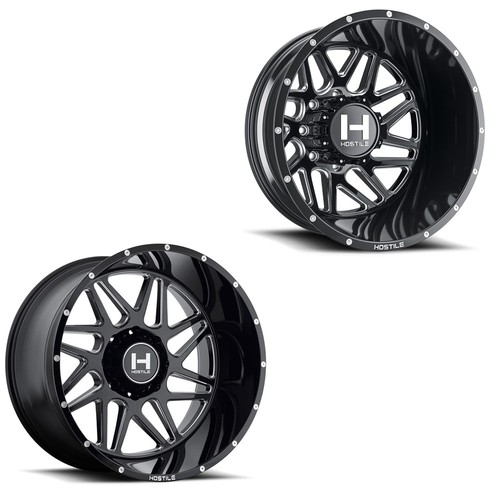 22x10 Hostile H401 Sprocket 19-UP DODGE DUALLY SINGLE Wheels 8 Lug Set ...