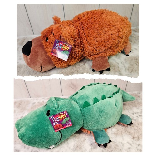 Flip a Zoo 20" Reversible Gorgo Grizzly Bear Axel Alligator Stuffed ...