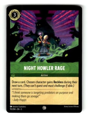 Disney Lorcana Shimmering Skies 95/204 EN5 Night Howler Rage | eBay